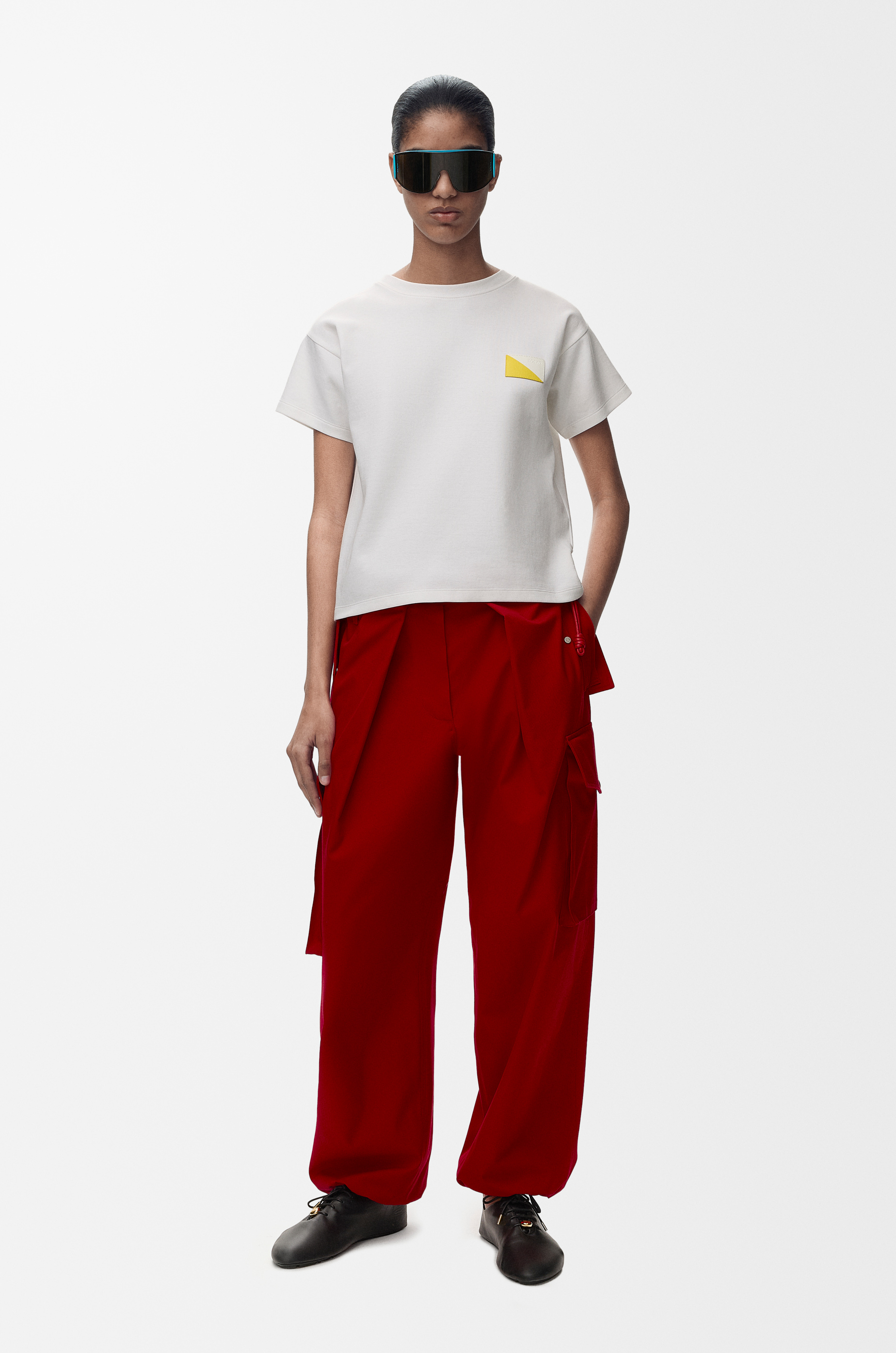 LOEWE LOEWE Cotton Blend T-shirt with Leather Flamenco Knot Detail
