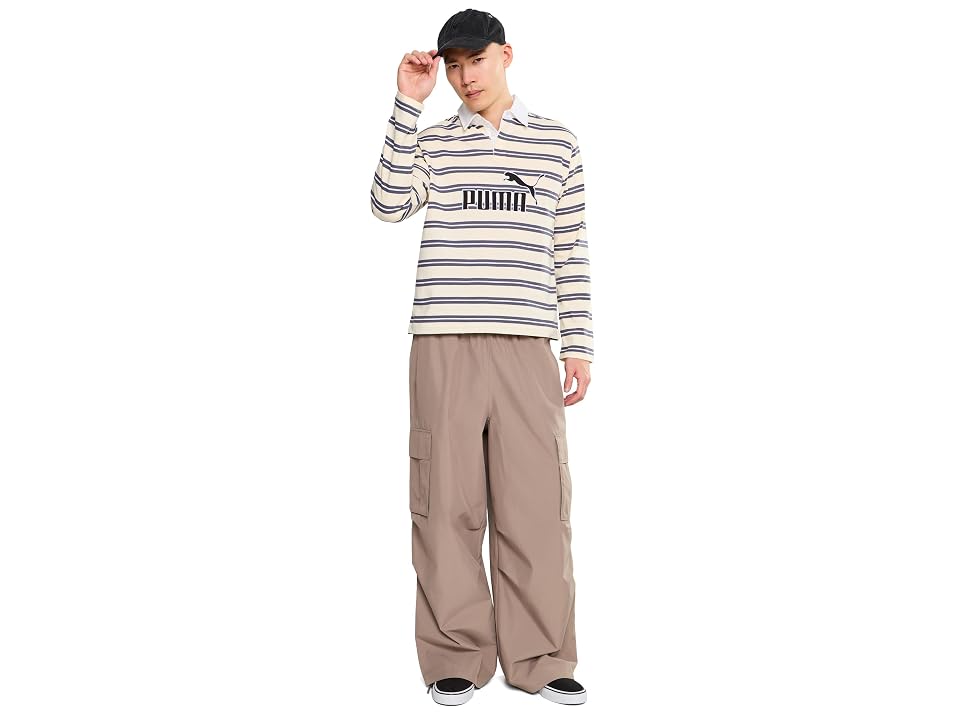 PUMA essentials elevated no.1 relaxed striped rugby polo men's clothing buttercream/striped