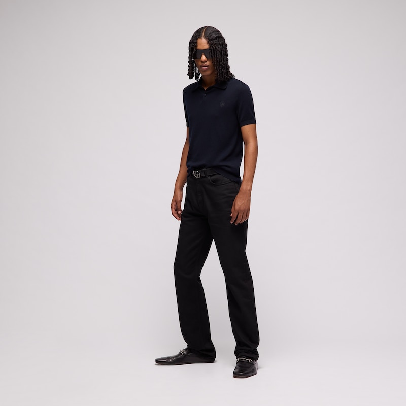 GUCCI knit cashmere polo shirt with embroidery