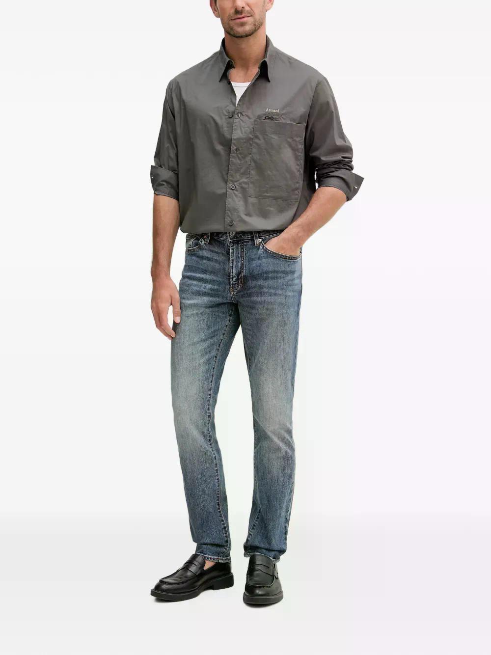 ARMANI EXCHANGE embroidered-logo chest-pocket shirt