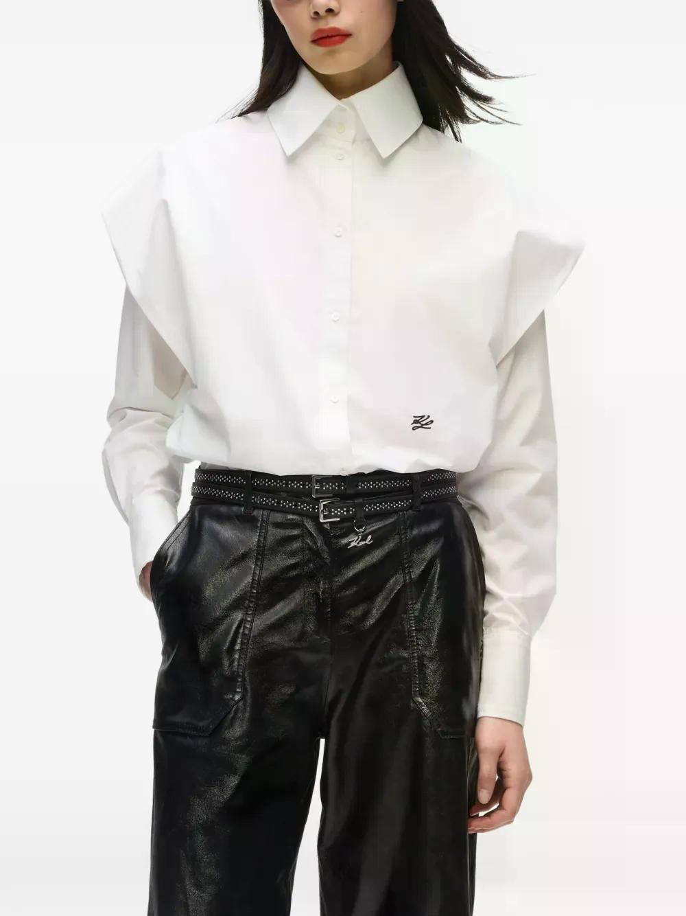 KARL LAGERFELD Karl Lagerfeld White Cotton Logo Embroidered Shirt