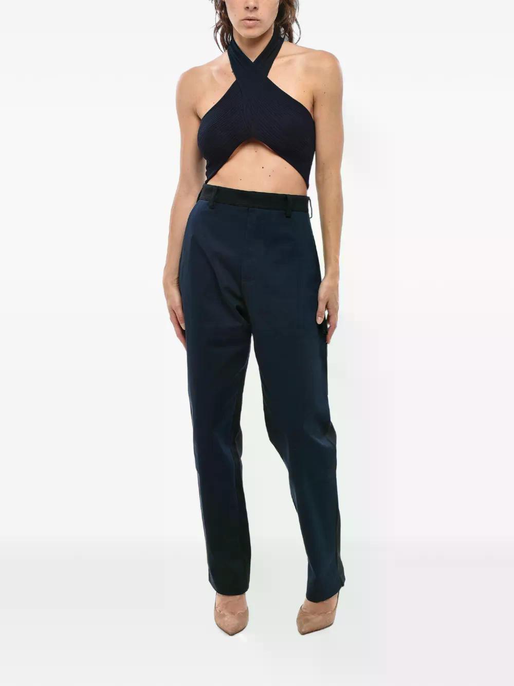 STELLA MCCARTNEY Stella McCartney Ribbed Knit Wrap Halterneck Cropped Top