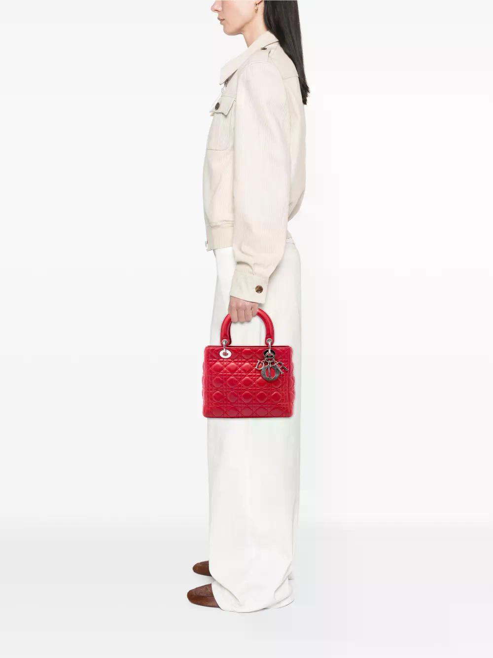 DIOR Christian Dior Lambskin Cannage Lady Dior Satchel