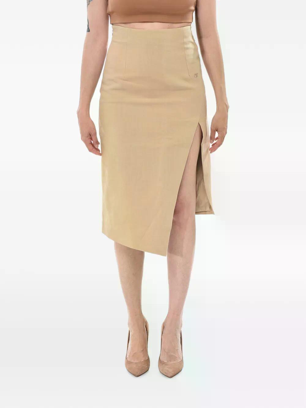 OFF-WHITE Off-White Logo Embroidered Slit Detail Skirt