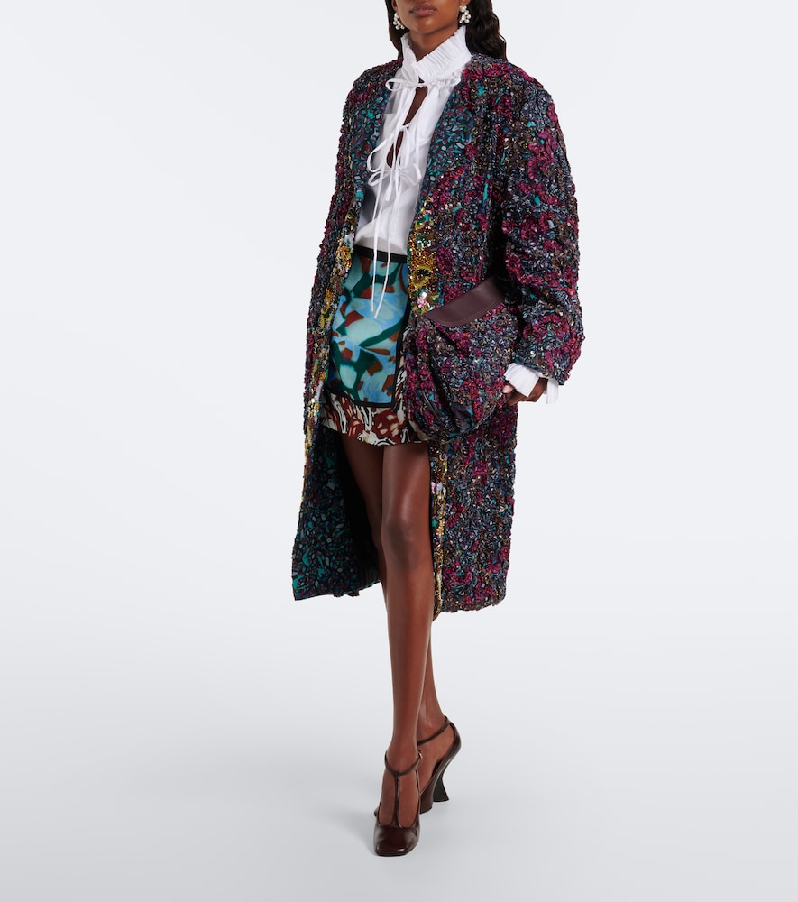 DRIES VAN NOTEN Dries Van Noten Embellished Leather-Trimmed Clutch