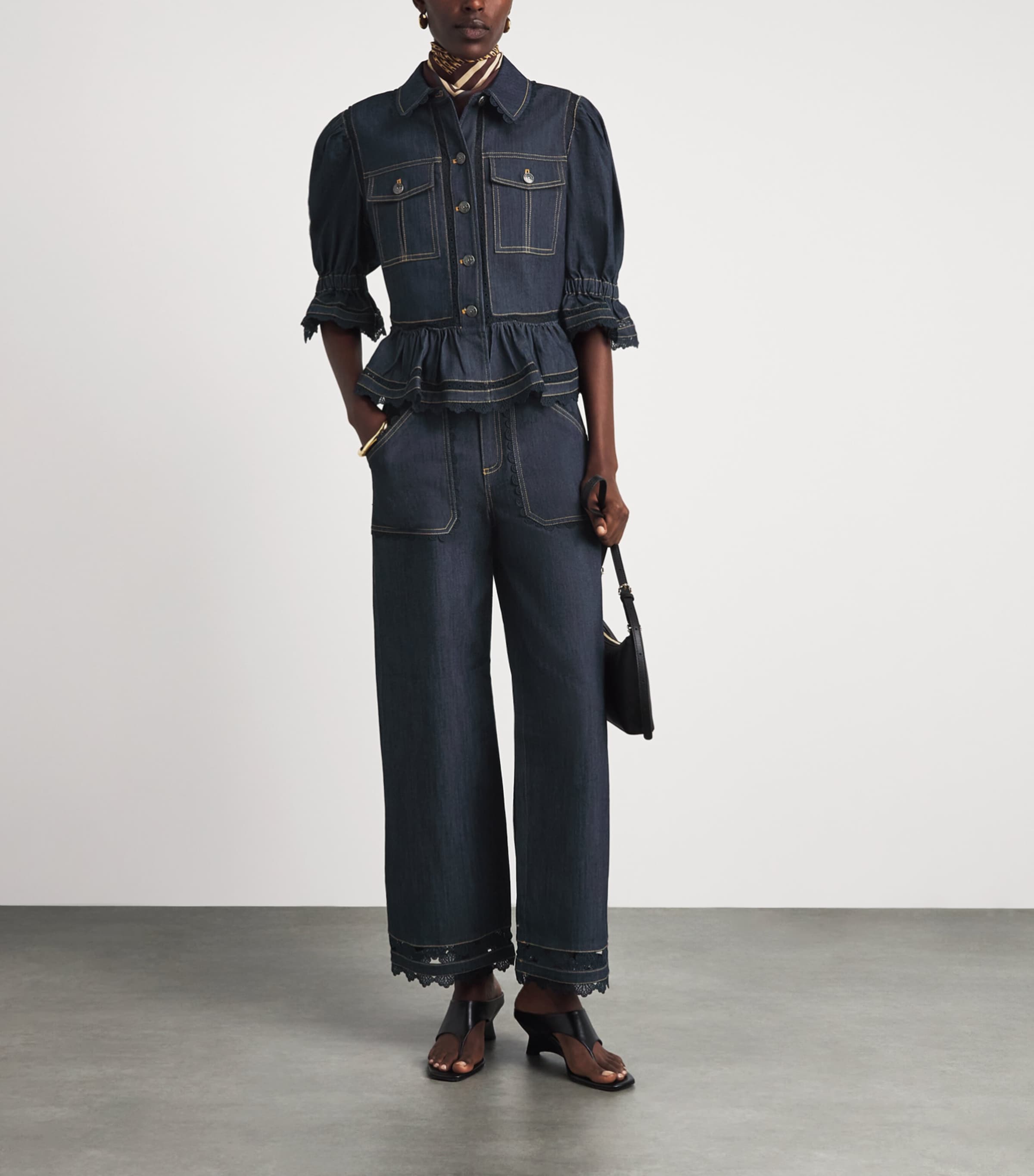 CINQ À SEPT Cinq à Sept Sylvia Lace-Trimmed Denim Jacket