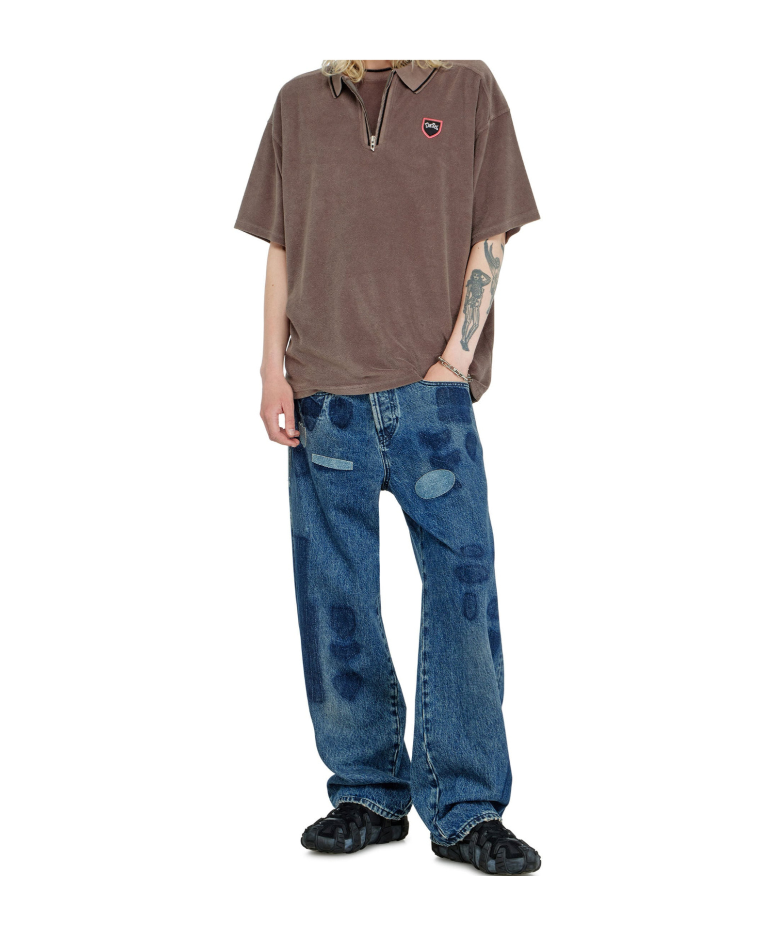 DIESEL® chenille polo shirt with shield patch