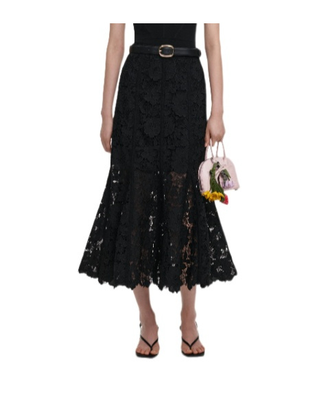 SELF-PORTRAIT Self-Portrait A-Line Lace Midi Skirt