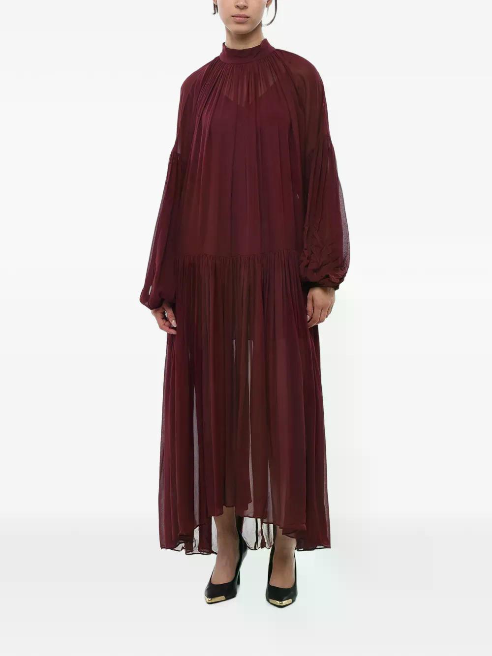 STELLA MCCARTNEY Stella McCartney Sheer Maxi Dress with High Neck and Pleated Detailing