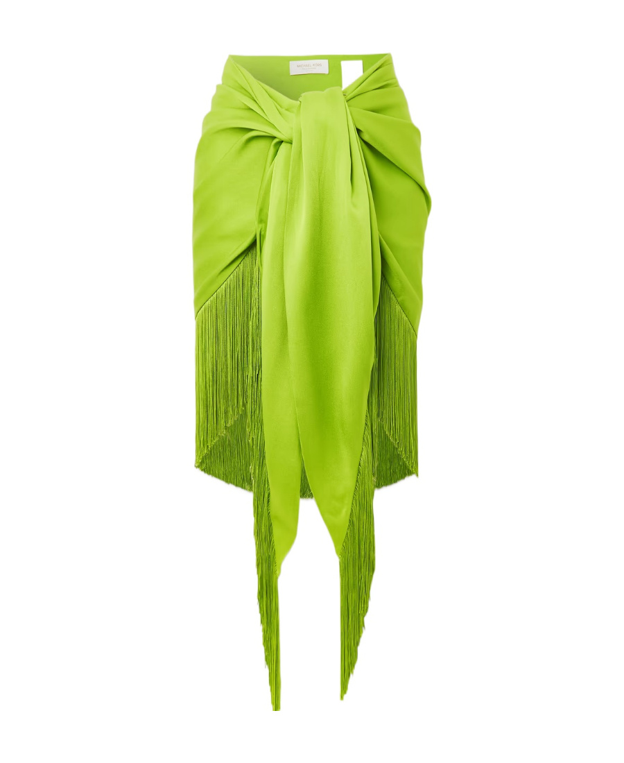 MICHAEL KORS Asymmetrical Fringed Skirt with Lace Detail