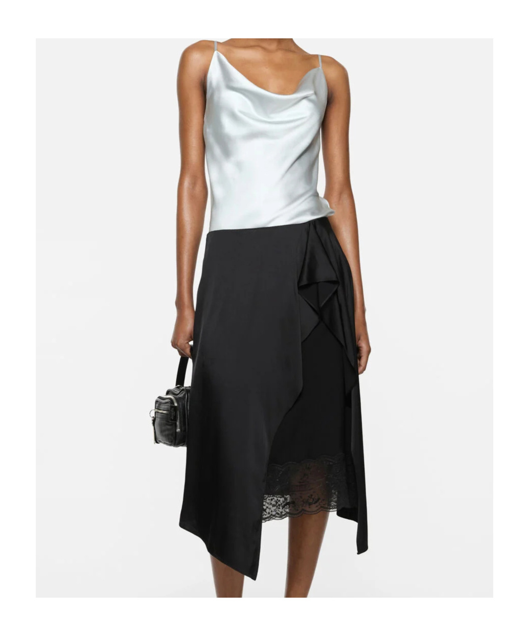 ACNE STUDIOS Acne Studios Shiny Satin Tank Top with Adjustable Straps and Side Slit