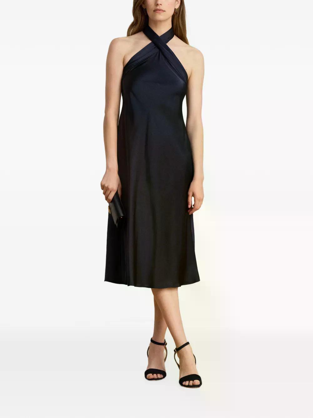 RALPH LAUREN Lauren Ralph Lauren Halterneck Midi Dress