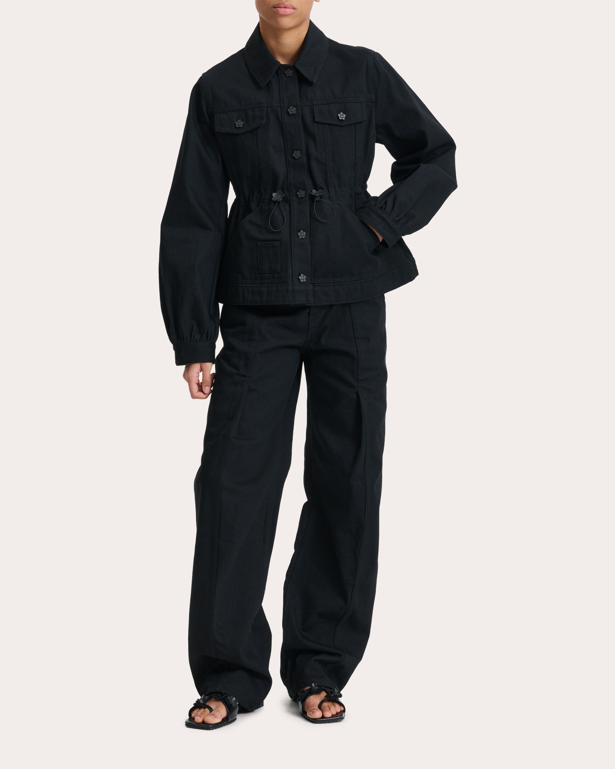 CECILIE BAHNSEN Cecilie Bahnsen Candida Drawcord Peplum Denim Jacket