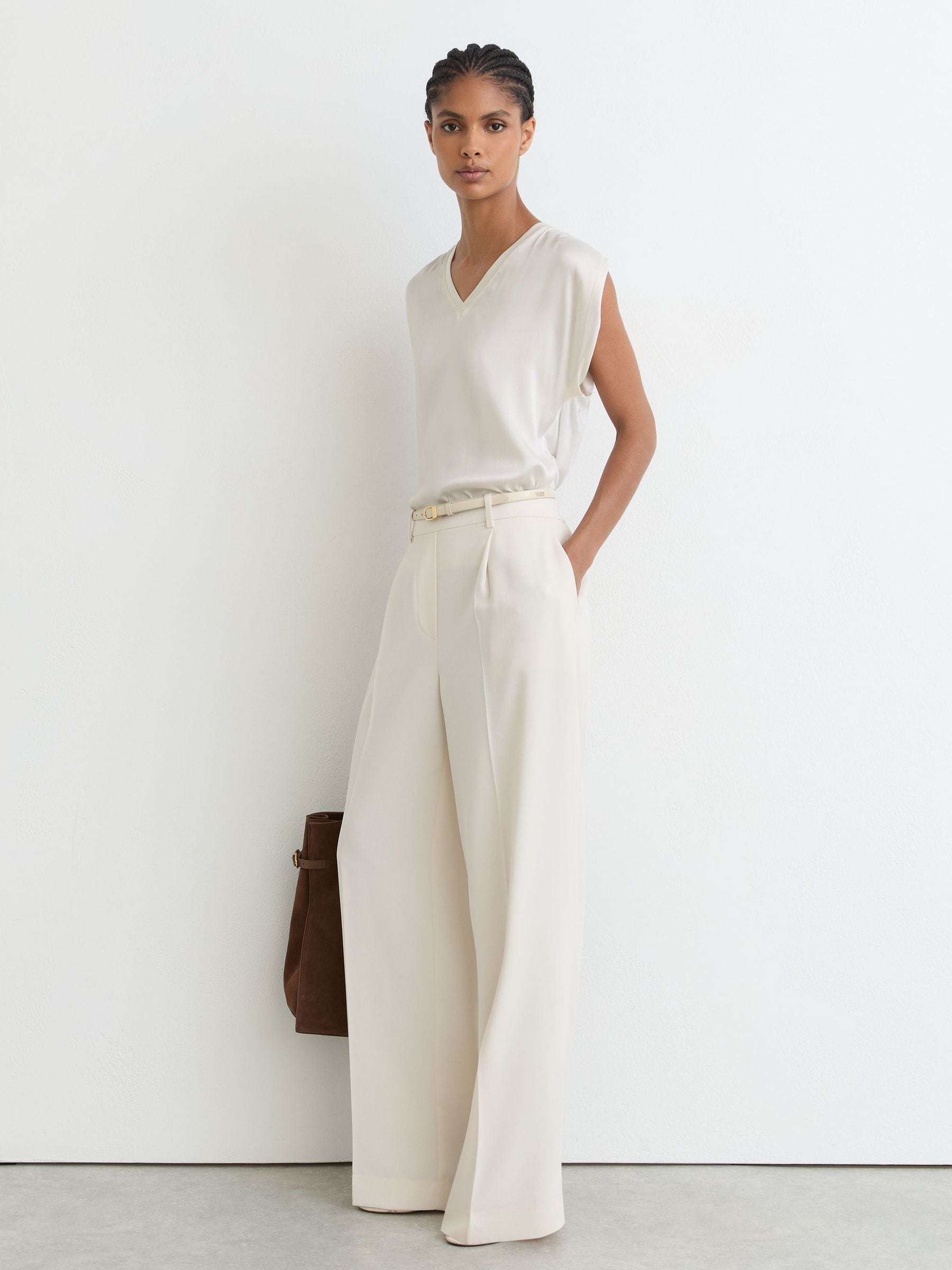 REISS REISS Silk-Front V-Neck Top