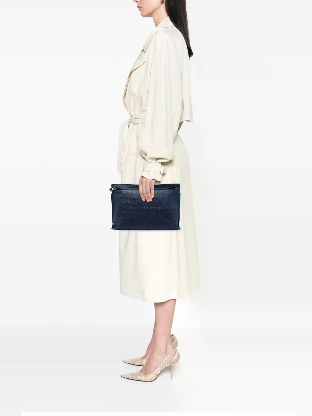 LOEWE Loewe Embossed Anagram Leather Clutch Bag