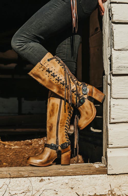 FREEBIRD FREEBIRD Buck Knee High Boots with Braided Harness and Fringe Detail