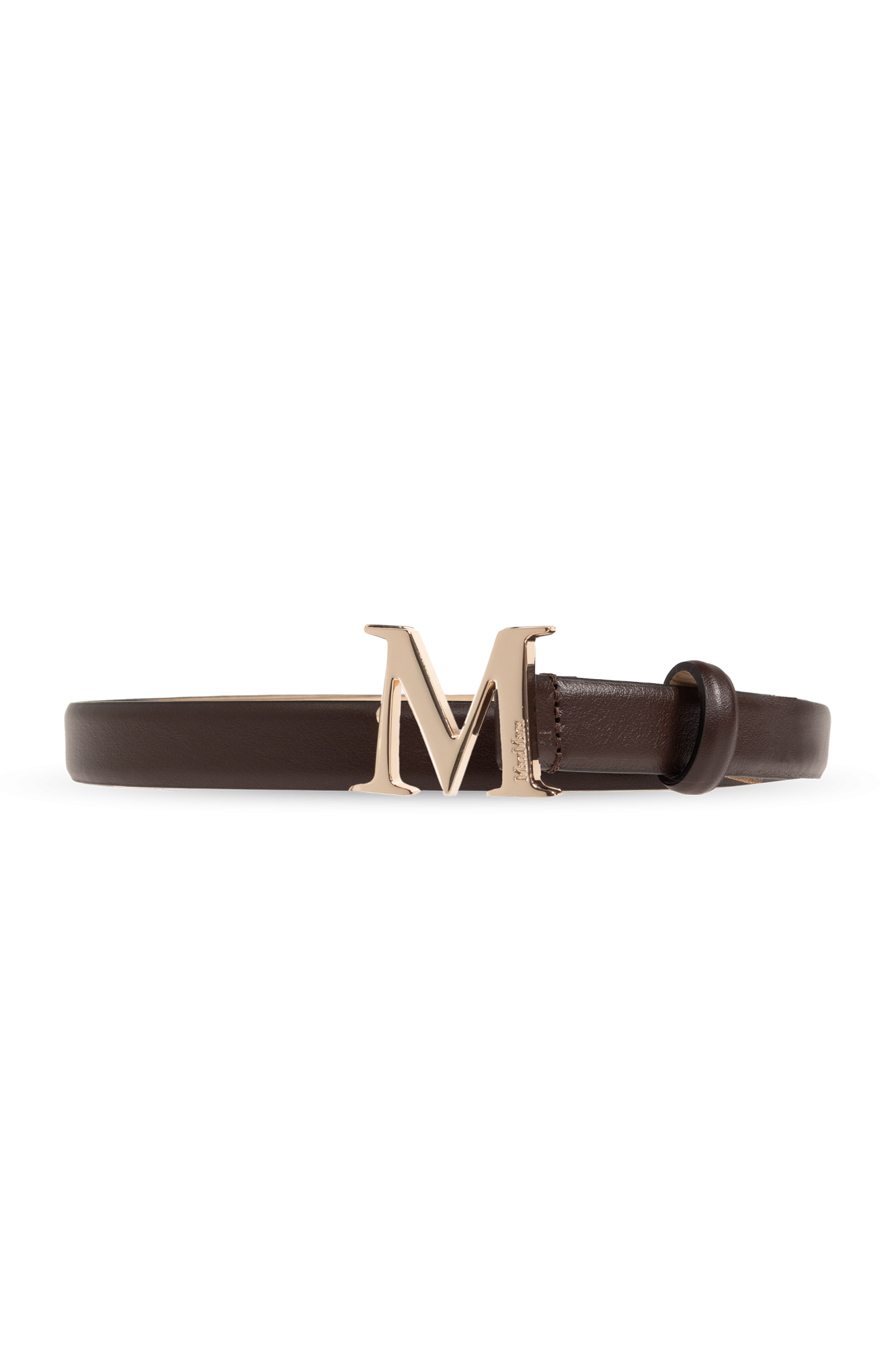 MAX MARA Max Mara Leather Belt with Gold Tone "M" Buckle