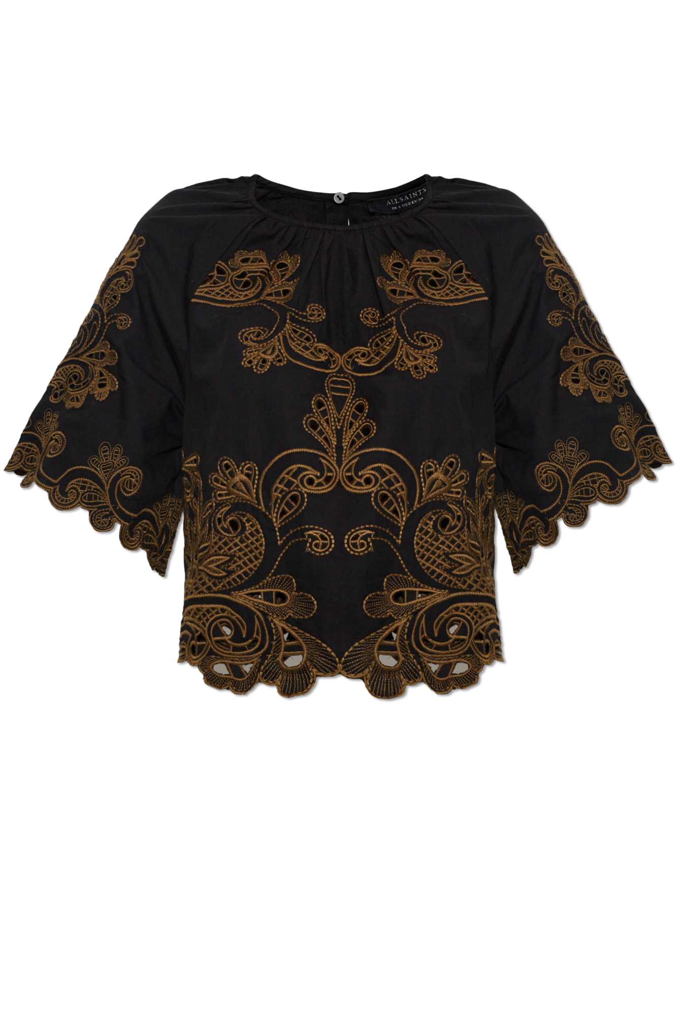 ADRIANNA PAPELL Adrianna Papell Short Sleeve Floral Embroidery Blouse