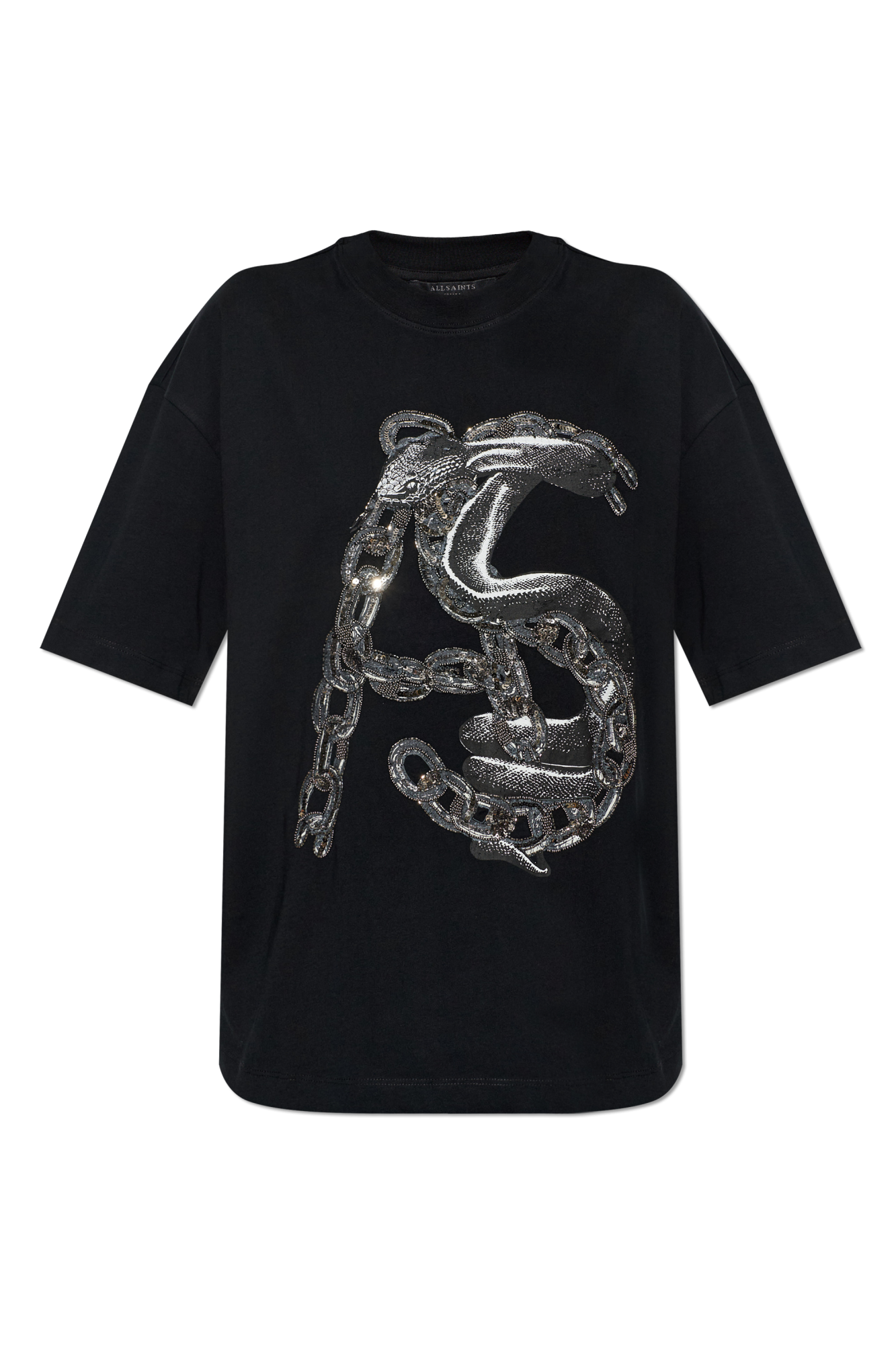 ALLSAINTS AllSaints "Linx Etta" T-shirt with Chain and Snake Motif