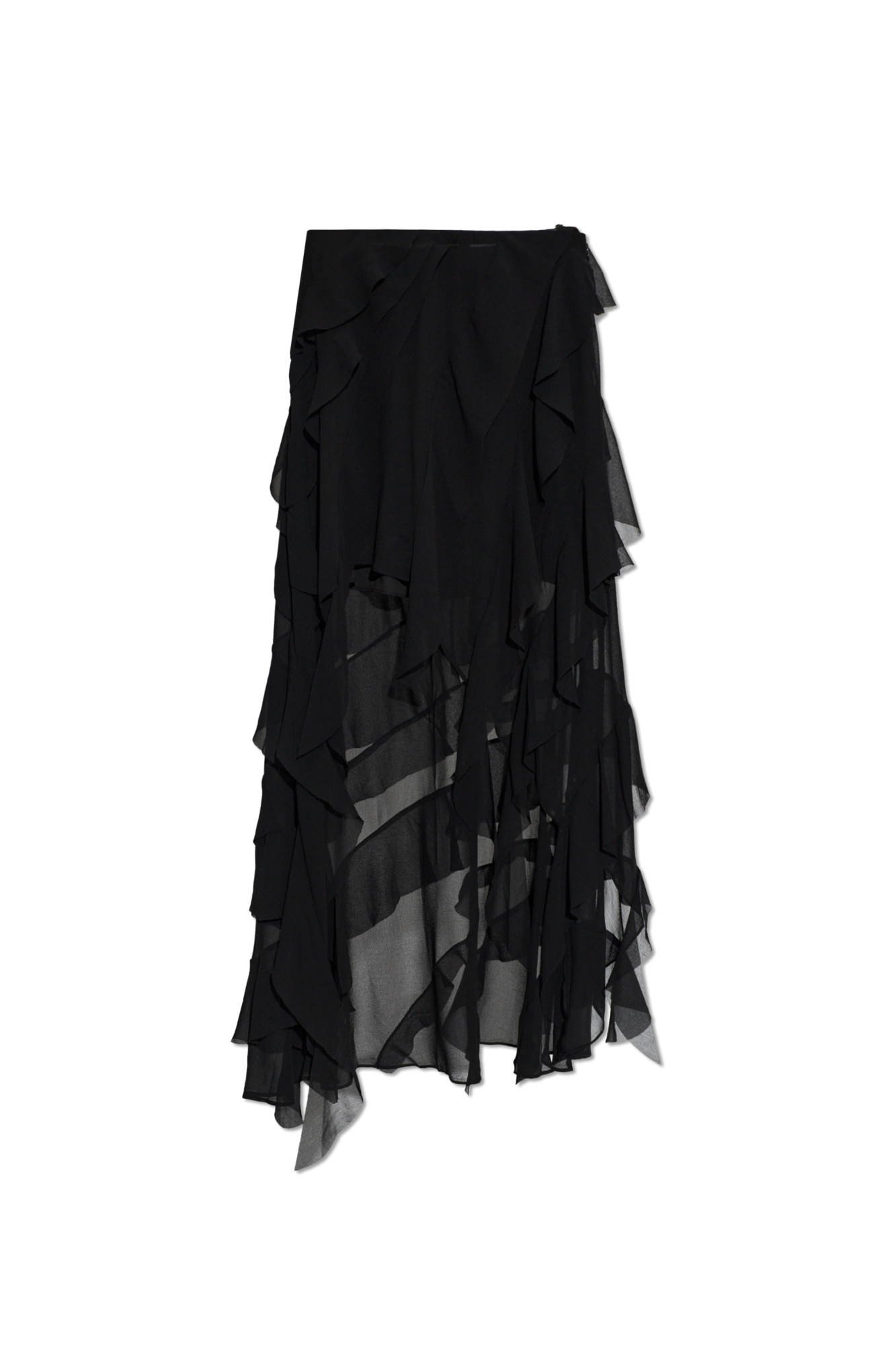 JOHANNA ORTIZ Johanna Ortiz Cropped Ruffled Printed Silk-Chiffon Top