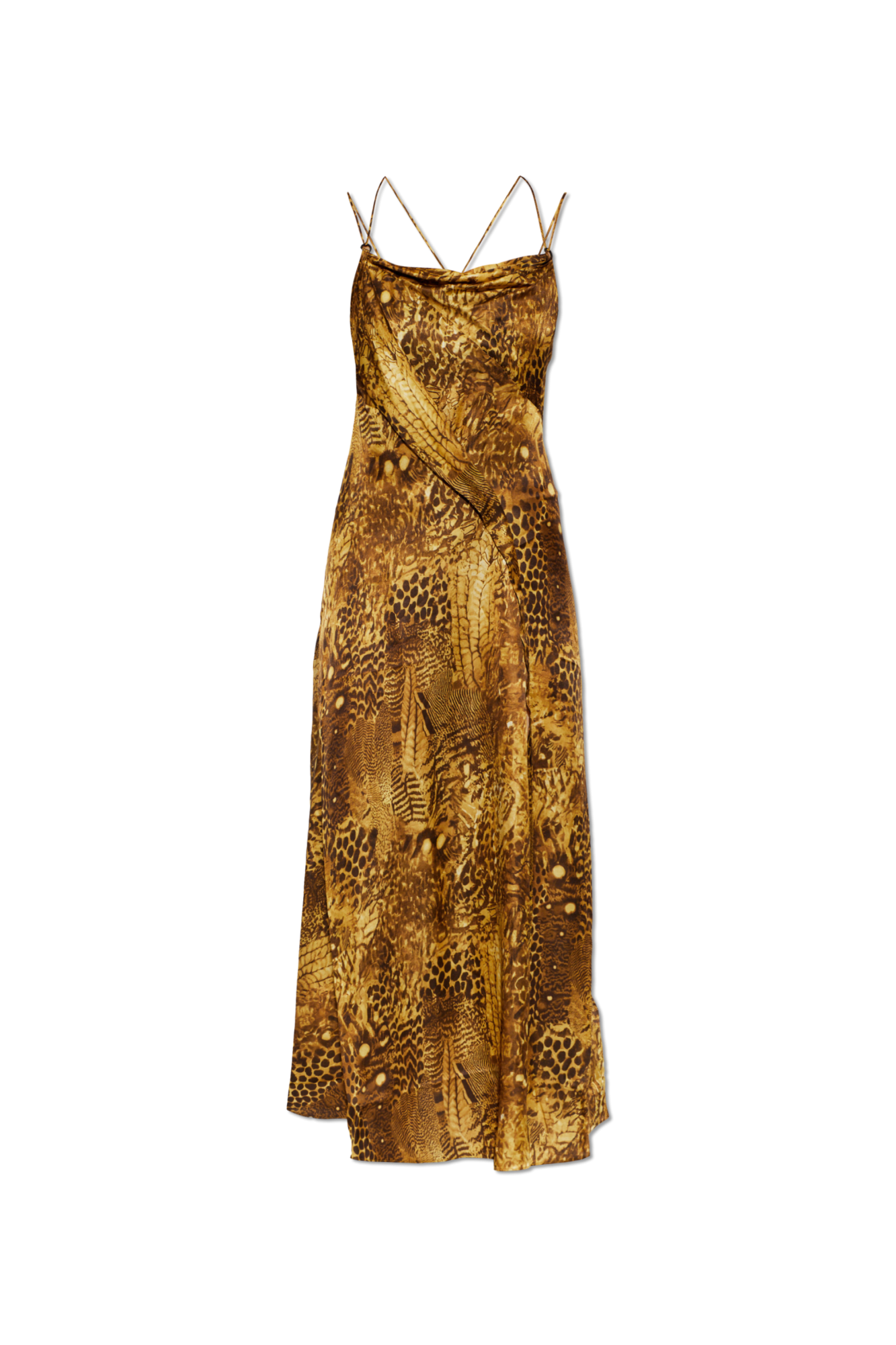 ALLSAINTS AllSaints 'Claire' Maxi Dress with Animal Print in Satin Viscose and Silk Blend