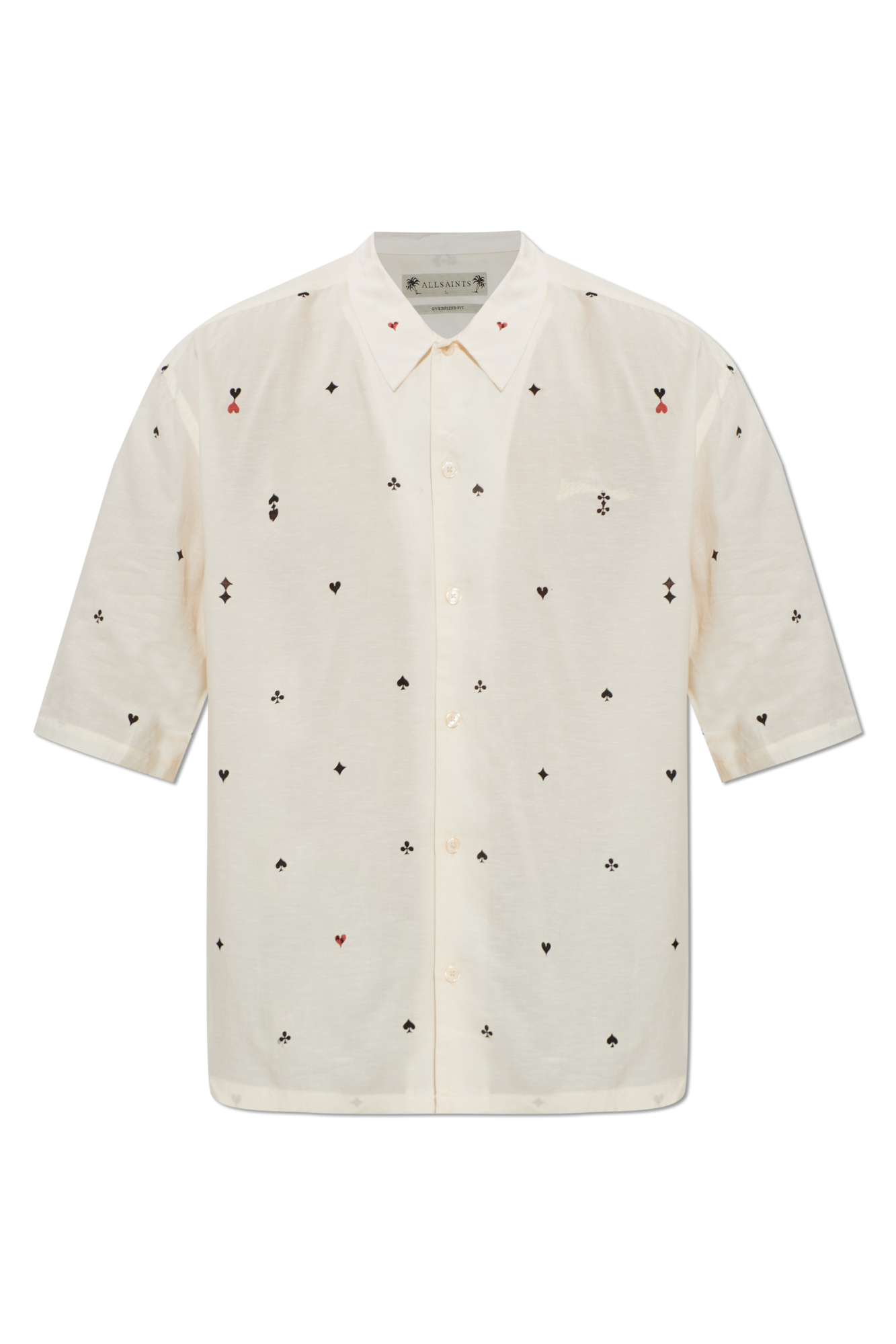 ALLSAINTS AllSaints 'Cardsuit' Embroidered Linen Blend Shirt