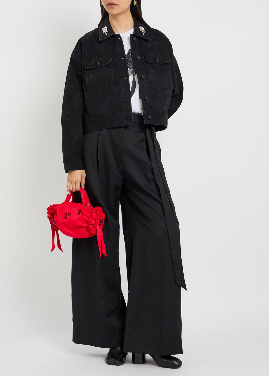 SIMONE ROCHA SIMONE ROCHA Crystal-Embellished Floral Denim Jacket