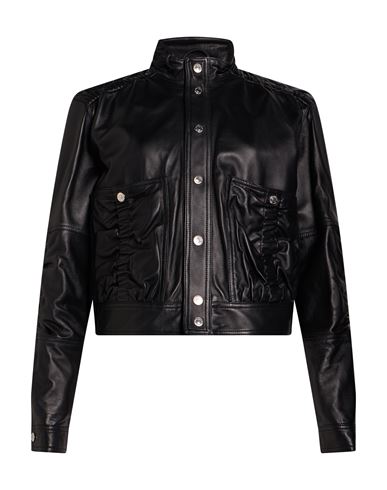 DSQUARED2 Dsquared2 Black Leather Jacket with Ruched Detailing