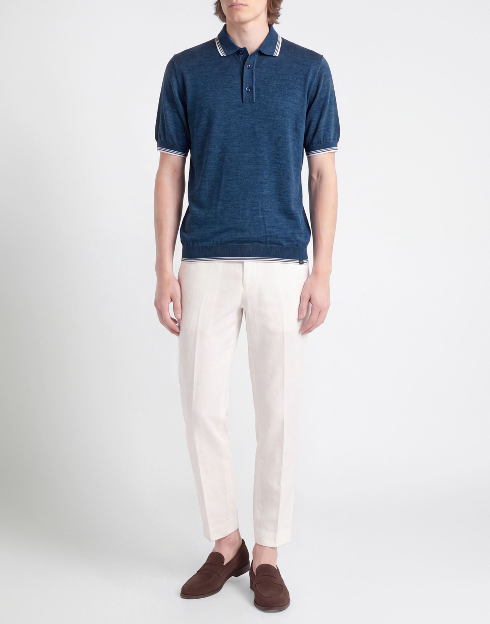 PAUL & SHARK man polo shirt blue size m virgin wool, silk