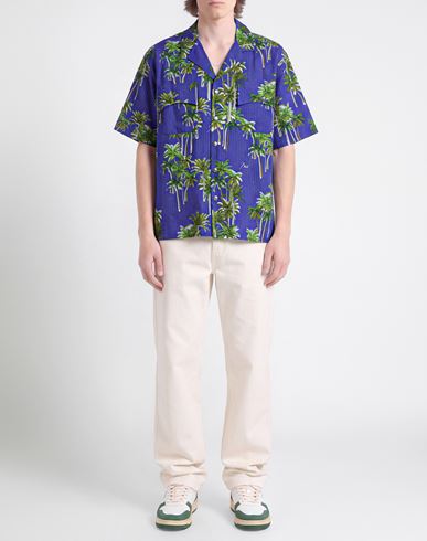 RHUDE man shirt blue size s cotton, elastane