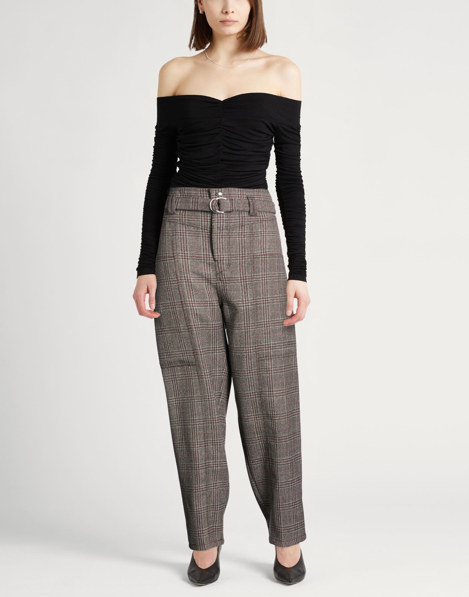 TOD'S TOD'S Chocolate Brown Virgin Wool Glen Plaid Tapered Pants