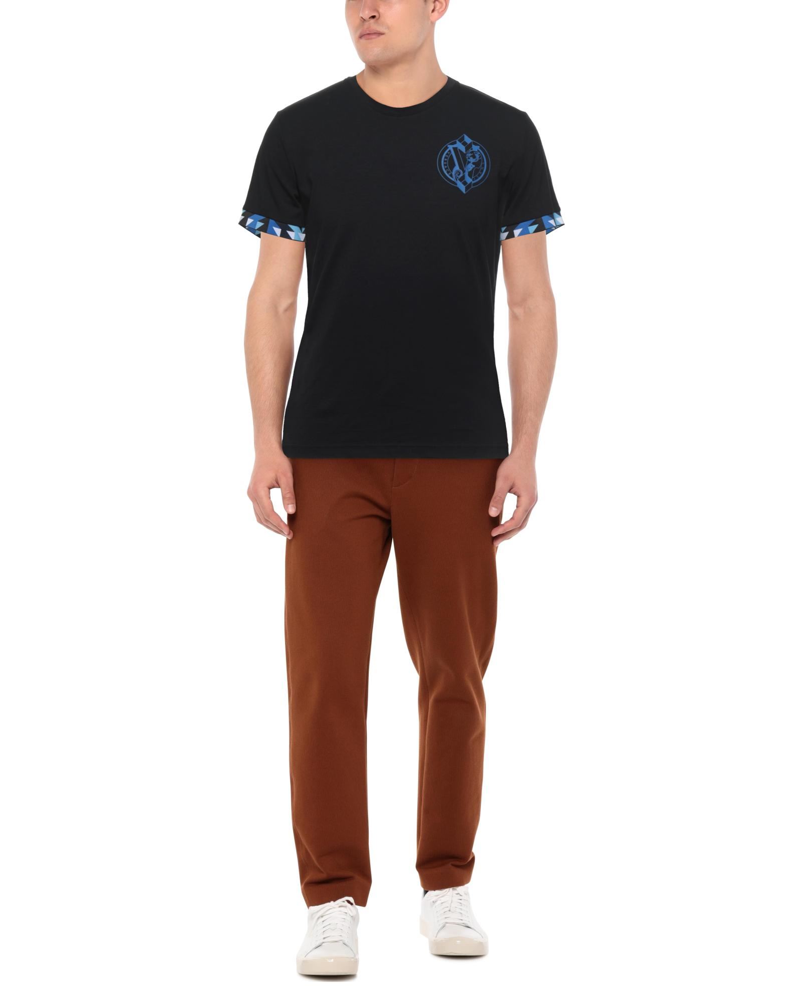 VERSACE man t-shirt black size xxl cotton, elastane
