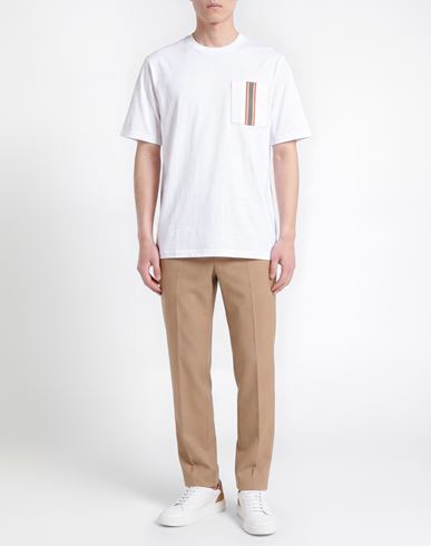 BURBERRY man t-shirt white size l cotton, elastane