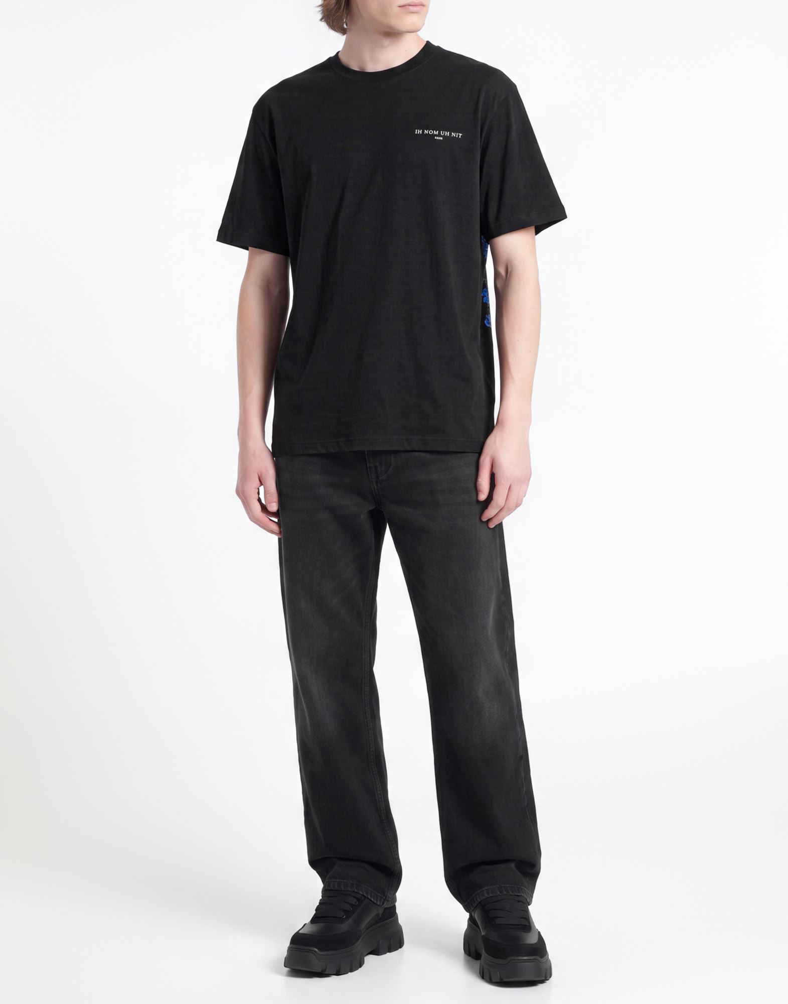 IH NOM UH NIT man t-shirt black size l cotton