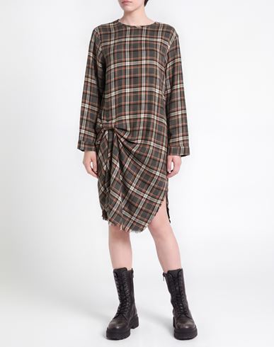 8PM 8PM Midi Dress with Gathered Detail and Tartan Pattern