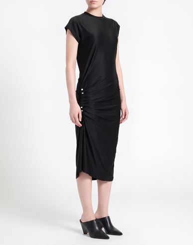 PACO RABANNE RABANNE Midi Dress in Black Viscose Blend with Button Embellishment