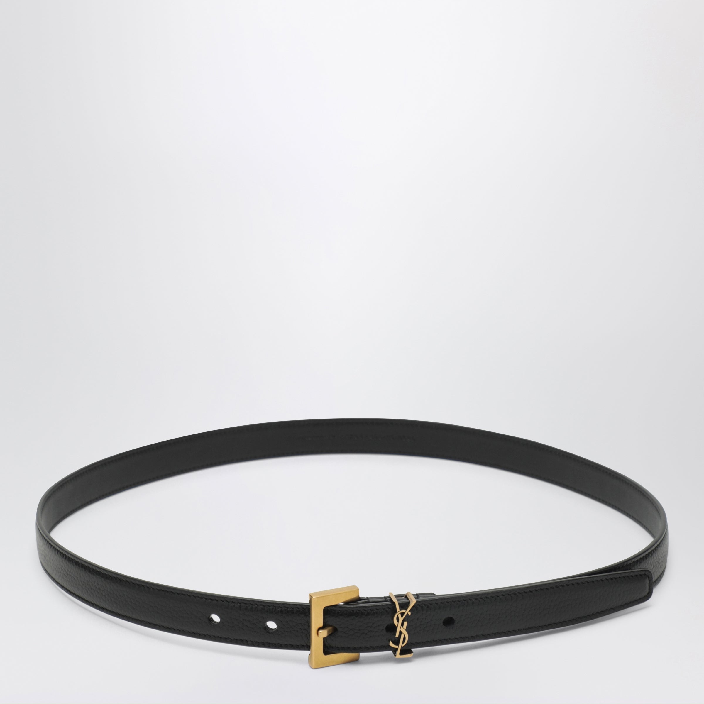 SAINT LAURENT Saint Laurent Cassandre Thin Belt in Grained Leather