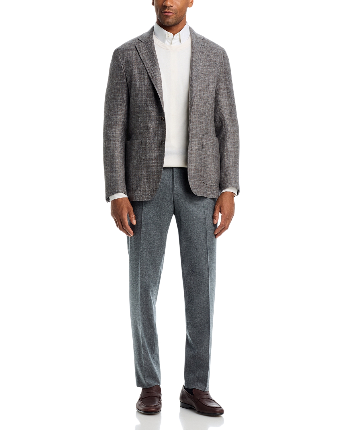 CANALI Canali Regular Fit Flat Front Flannel Trousers
