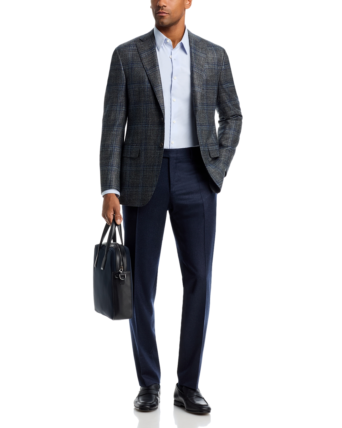CANALI Canali Regular Fit Flat Front Flannel Trousers