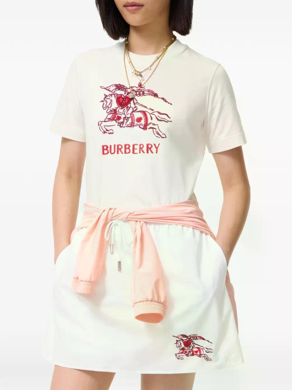 BURBERRY Burberry Knight and Heart Embroidered Cotton T-Shirt