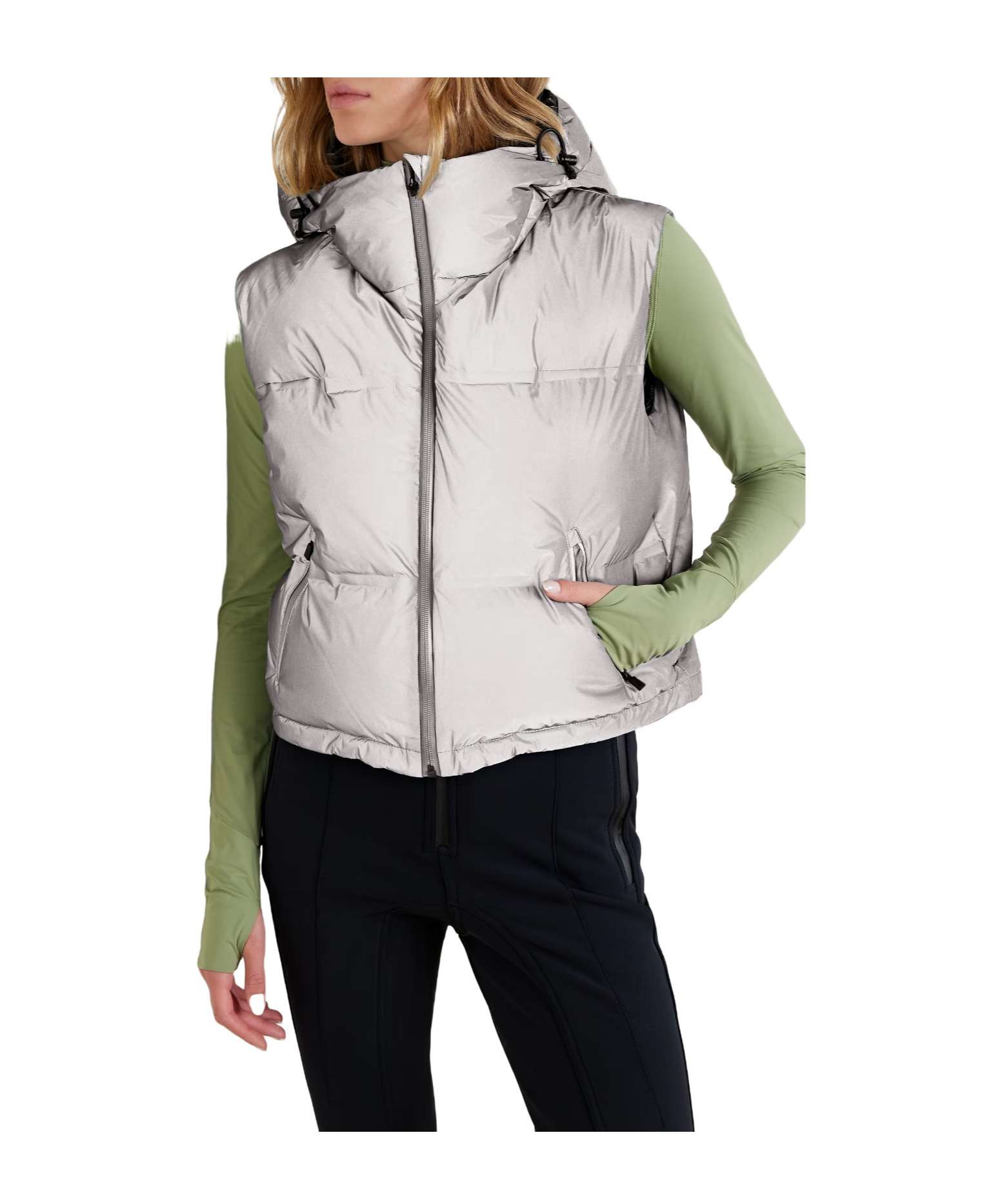 AZTECH MOUNTAIN Aztech Mountain Quilted Softshell Hooded Cropped Down Vest
