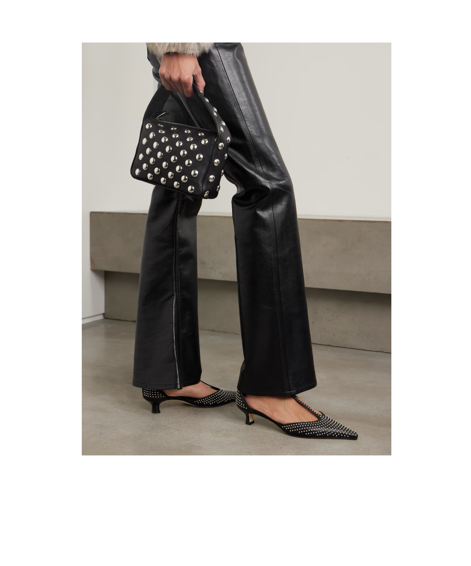 AEYDĒ Aeyde Studded Leather T-Bar Pumps