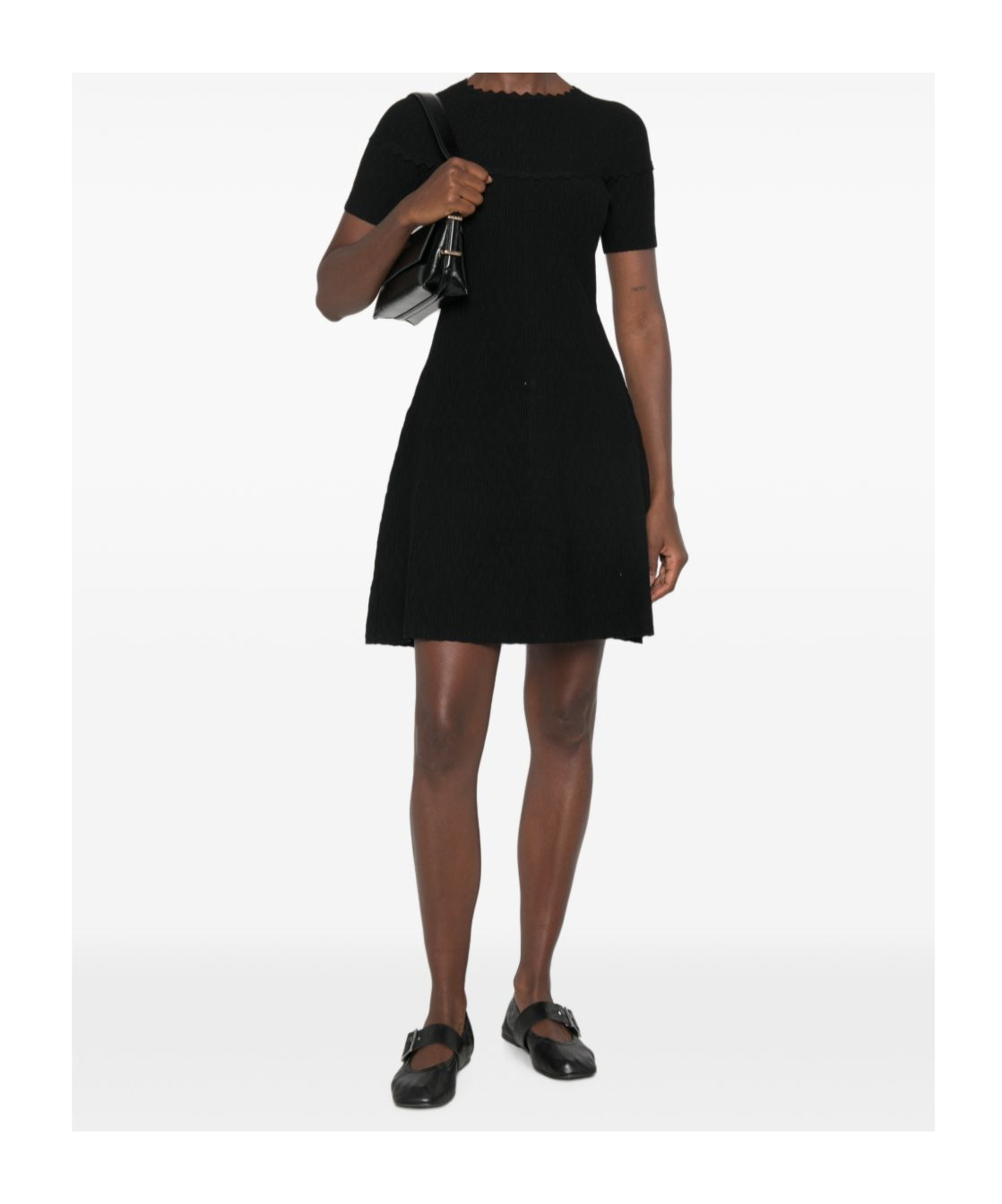 EMPORIO ARMANI Emporio Armani Textured Scallop-Edge Mini Dress