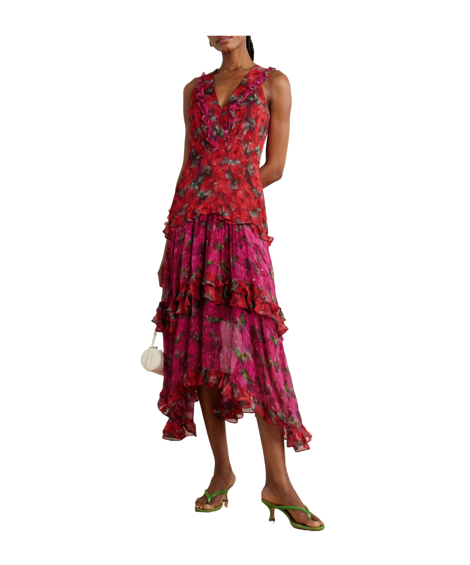 SALONI Saloni Floral Print Tiered Maxi Dress