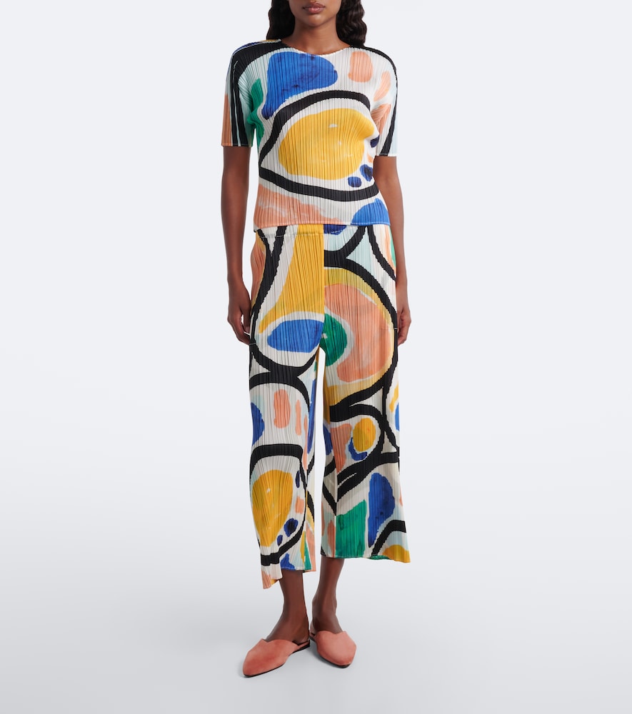 ISSEY MIYAKE Pleats Please Issey Miyake Printed Pleated Wide-Leg Pants