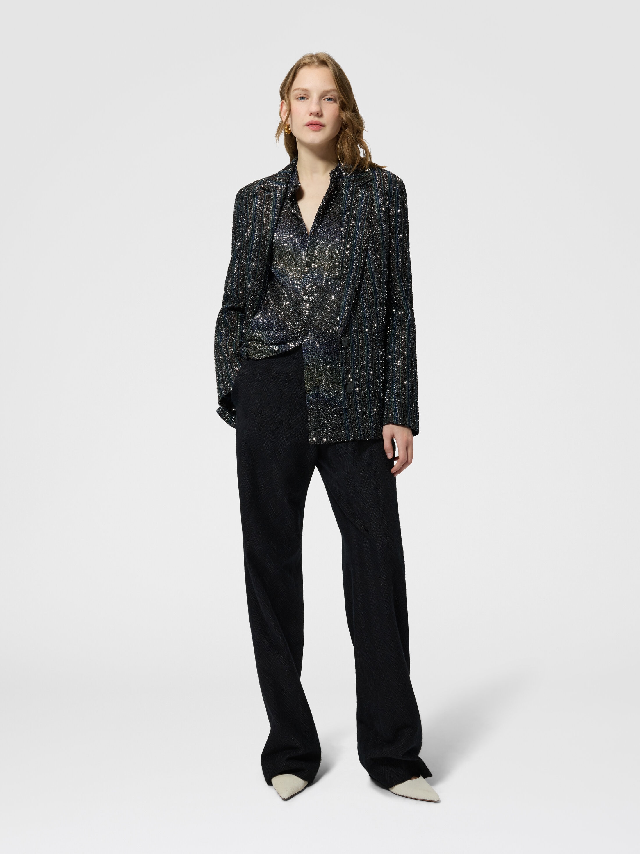 MISSONI Missoni Striped Lamé Knit Blazer