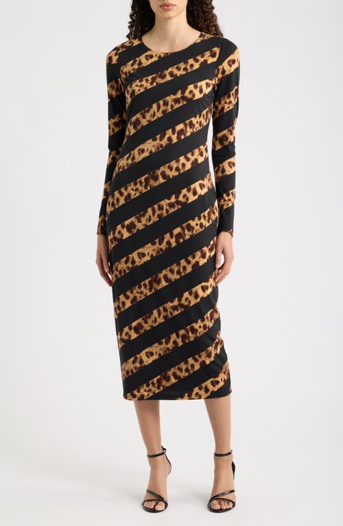 SAM EDELMAN Sam Edelman Leopard Stripe Long Sleeve Maxi Dress