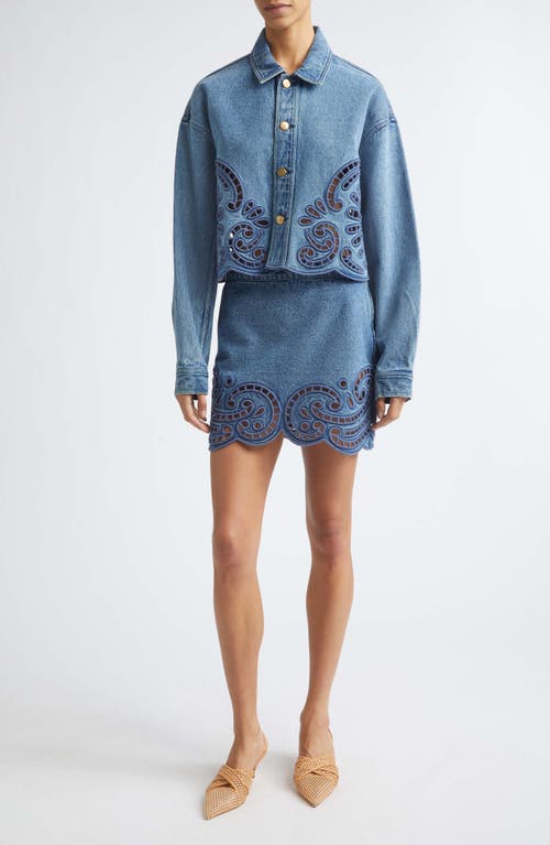 ULLA JOHNSON Ulla Johnson Cadiz Eyelet Denim Miniskirt
