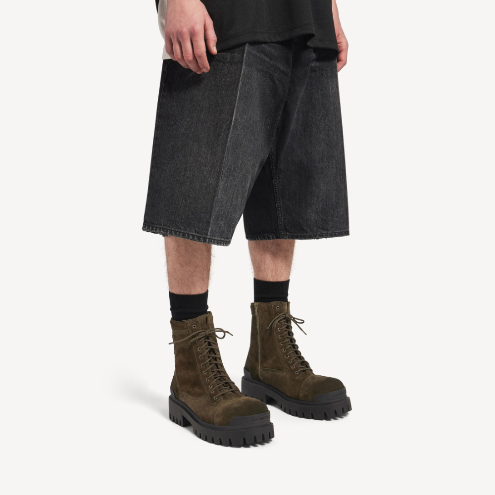 BALENCIAGA Balenciaga Waxed Suede Combat Boots