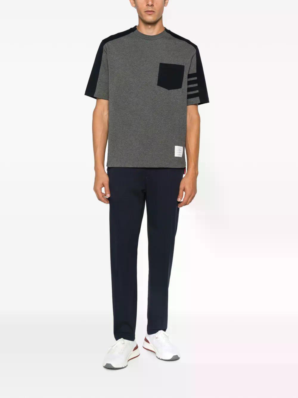 THOM BROWNE 4-bar chest-pocket t-shirt